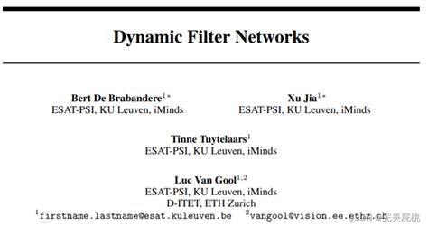 论文阅读 Dfn Dynamic Filter Networks 动态卷积网络 Csdn博客