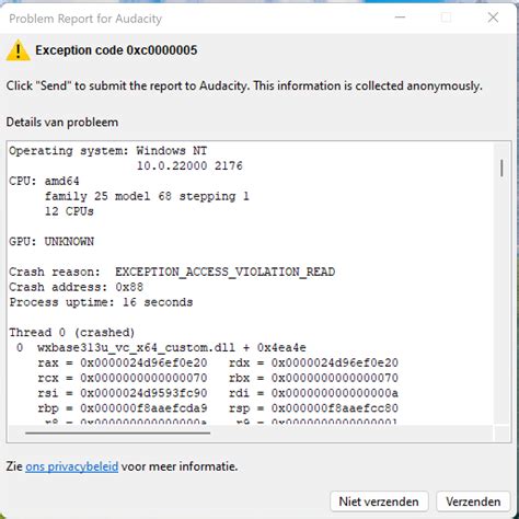 Audacity Crash Reason Exception Access Violation Read Audacity Help Forum Audacity Forum