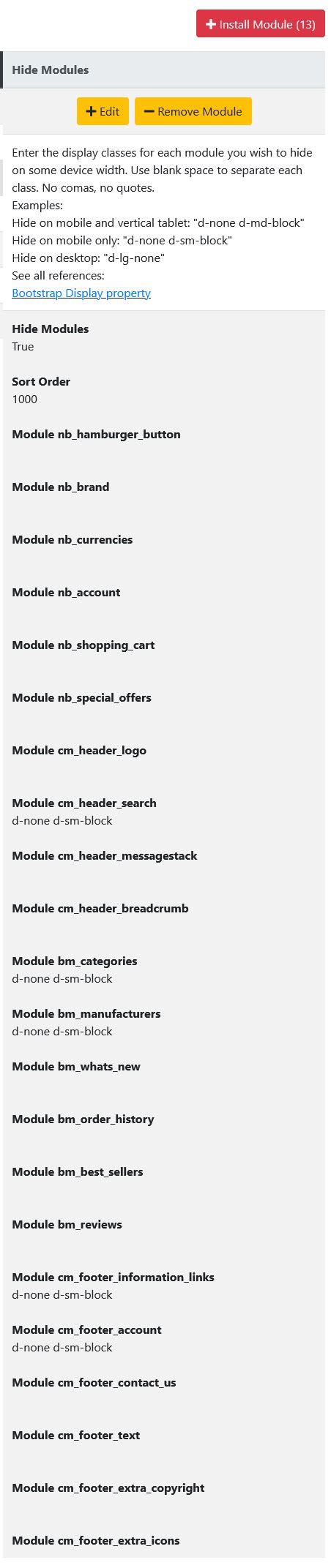 Hide Modules On Different Viewports Phoenix Cart Addons