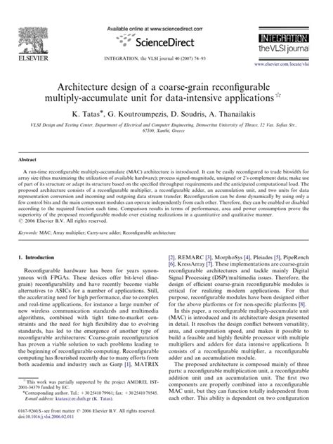 Architecture Design Of A Coarse Grain Reconfigurable Multiply