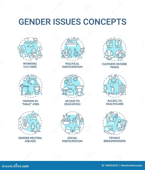 Gender Issues Concept Icons Set Stock Vector Illustration Of Linear