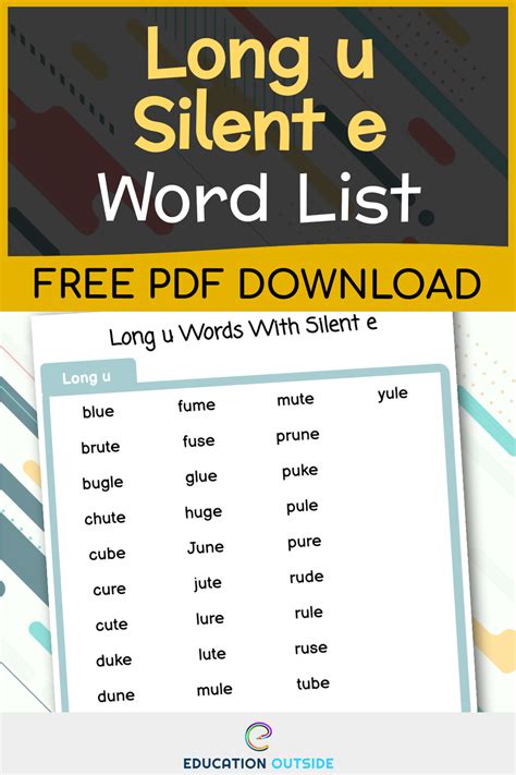 In This Pdf Are The Long U Words With Silent E Patterns Taught To Young