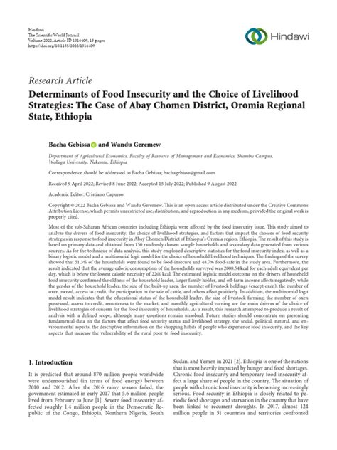 Determinants Of Food Insecurity And The Pdf Food Security