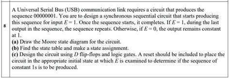 A Universal Serial Bus Usb Communication Link Requires A Circuit That Produces The Sequence