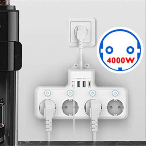 Charge Multiple Devices Simultaneously 4 Way Power Strip With Individually Switchable Eu Sockets