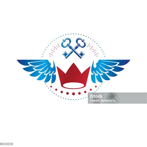 로얄 크라운 상징입니다 팔의 문장 학 외 투 장식 기호 고립 벡터 일러스트 레이 션 흰색 바탕에 오래 된 스타일에 고 대 기호입니다 골동품에 대한 스톡 벡터 아트 및 기타