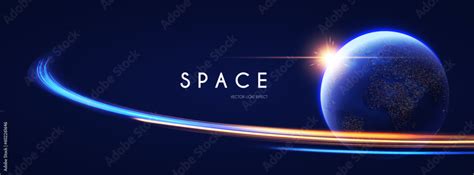 Space Background Universe Earth Planet And Motion Light Futuristic