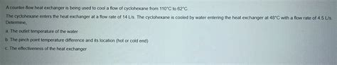 Solved A Counter Flow Heat Exchanger Is Being Used To Cool A Chegg