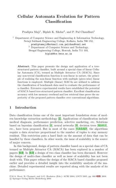 Cellular Automata Evolution For Pattern Classification