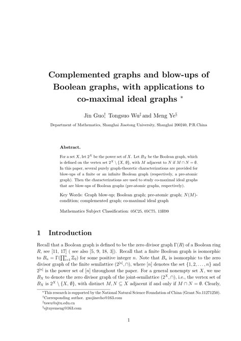 pdf complemented graphs and blow ups of boolean graphs with
