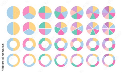 Colored Circle Graph With Segments Template Pie Diagram Collection