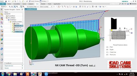 NX CAM TURNING Thread OD Part YouTube