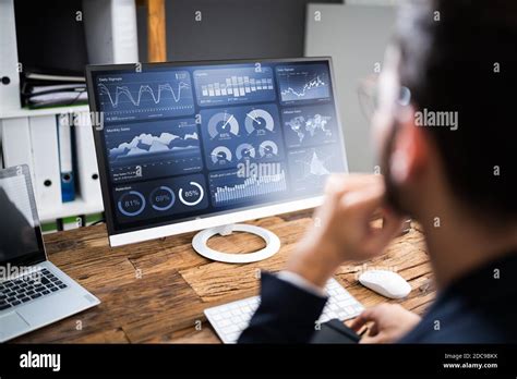 Kpi Business Analytics Data Dashboard Analyst Using Computer Stock
