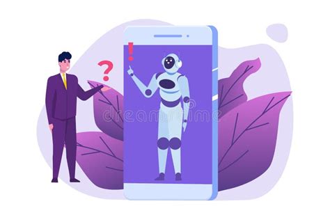 Chatbot Concept Bot Or Robot Give Answer For User Quastion Stock Vector Illustration Of