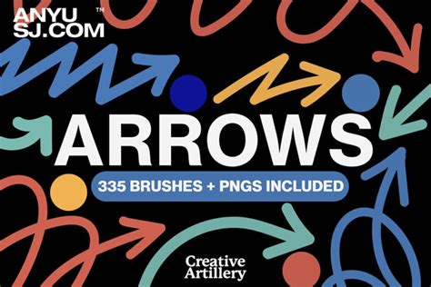335款箭头符号手绘涂鸦ps印章笔刷png元素套装arrows Brush 安鱼设计资源丨优质平面设计资源共享站