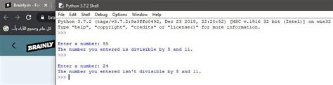 Write A Program To Find A No Is Divisible By 5 And 11 In Python
