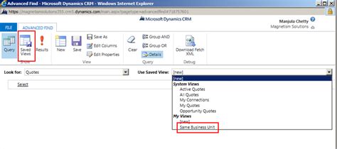 Dynamics CRM 2013 Advanced Find Custom Queries Saving Personal Views Magnetism Solutions NZ