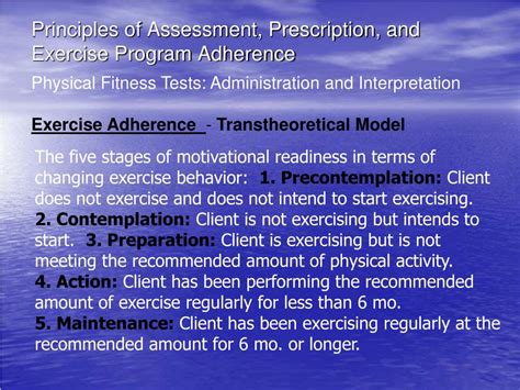 PPT Chapter 03 Principles Of Assessment Prescription And Exercise Program Adherence