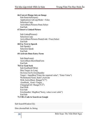 Lập Trình VBA For Excel Tại Biên Hòa PDF Programming Languages Computing