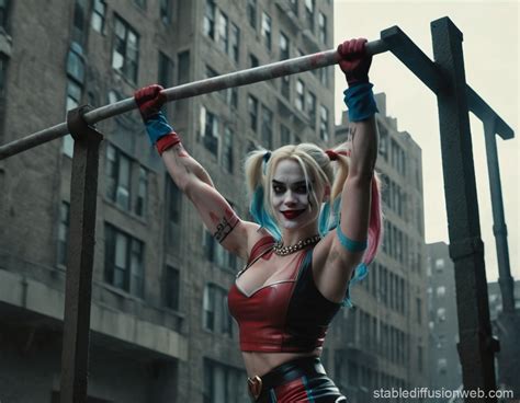 Harley Quinn Works Out In Gotham Stable Diffusion Online