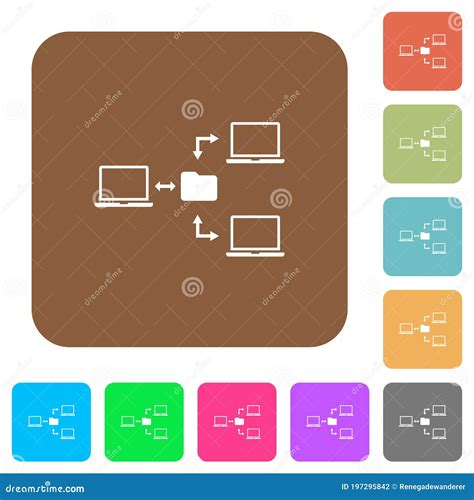 Network File System Rounded Square Flat Icons Stock Vector Illustration Of Corners Connected
