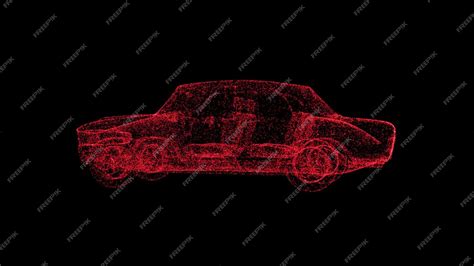 Premium Photo 3d Red Car On Black Background Object Consisting Of Flickering Particles Science