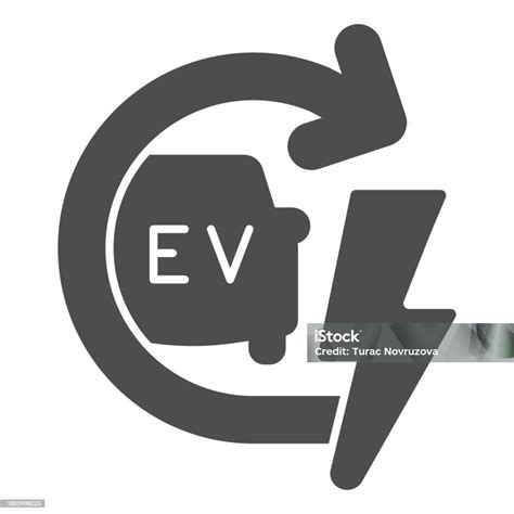 전기차 솔리드 아이콘 전기자동차 컨셉 화살과 번개 기호가 달린 Ev 모바일 컨셉과 웹 디자인을 위한 글리프 스타일의 Ecar