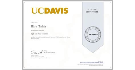 Hira Tahir On Linkedin Completion Certificate For Sql For Data Science