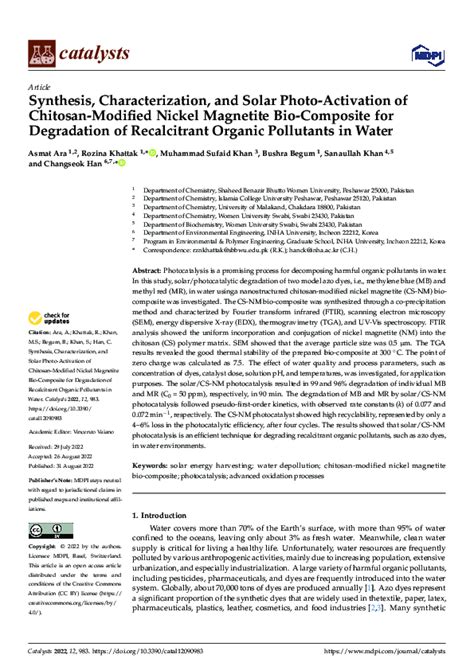 Pdf Synthesis Characterization And Solar Photo Activation Of