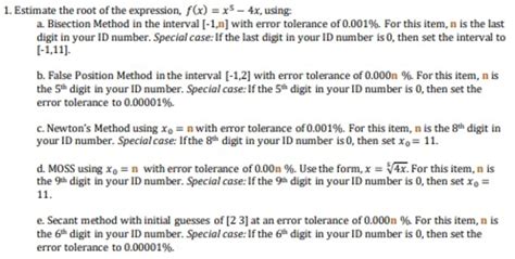 solved 1 estimate the root of the expression f x x²