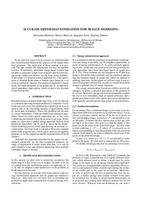 pdf accurate depth map estimation for 3d face modeling
