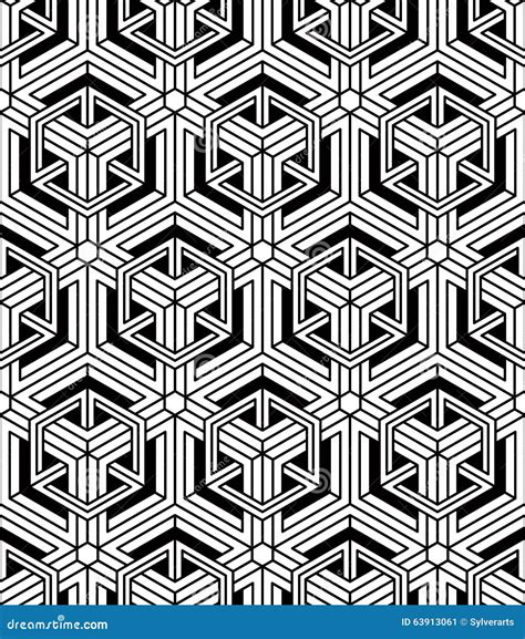 Illusive Continuous Monochrome Pattern Decorative Abstract Back Stock Vector Illustration Of