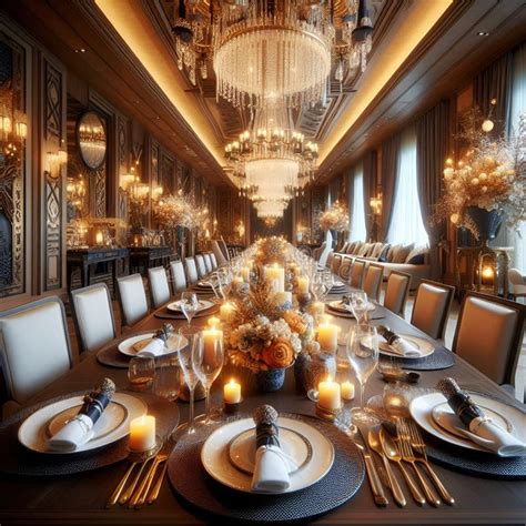 Banquet Elegance Lavish Dining Table Overflowing With Beauty Stock