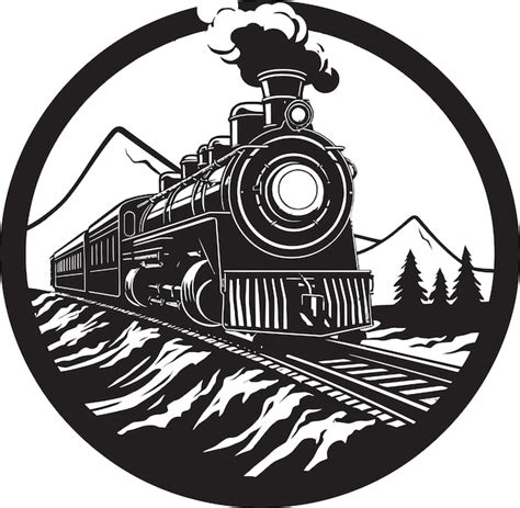 Black Vector Vintage Rails Icon Timeless Railway Adventure Vector