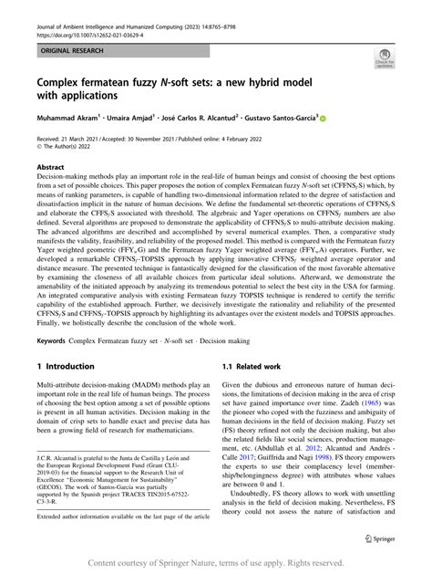 pdf complex fermatean fuzzy n soft sets a new hybrid model with