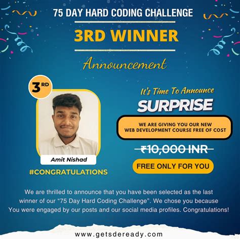 Winner Congratulations 75hard Coding Class Hardwork Learning Python Java Codinglife