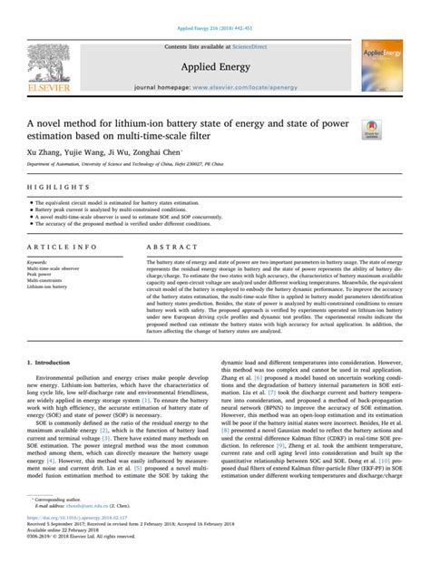 A Novel Method For Lithium Ion Battery State Of Energy And State Of