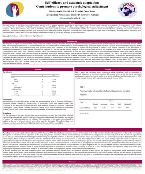 Pdf Self Efficacy And Academic Adaptation