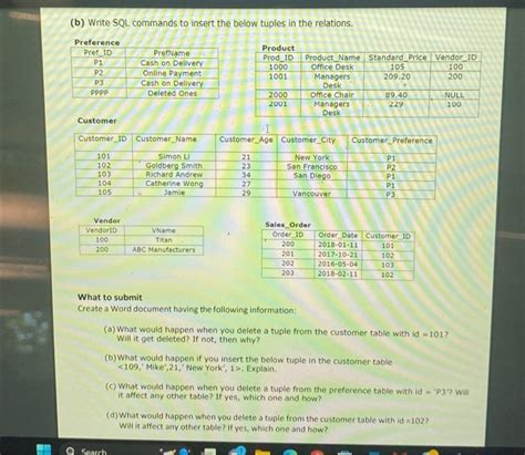 Solved 2 Specifying Primary Key Foreign Key Unique Not