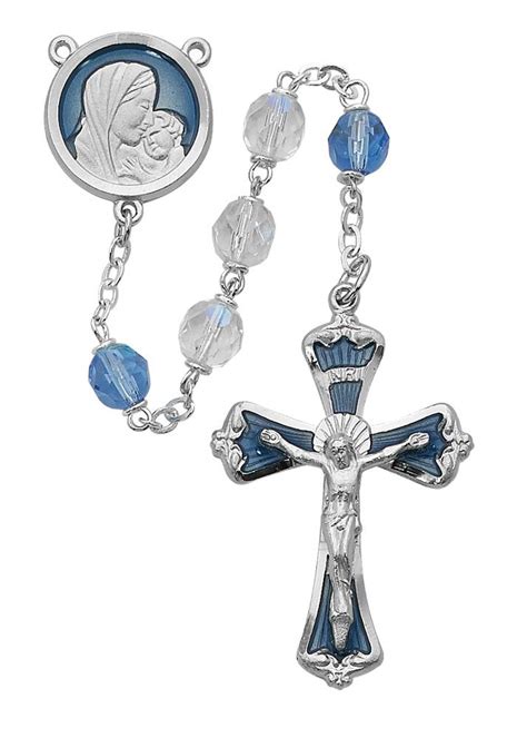 7mm Light Blue Crystal Rosary
