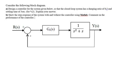 Consider The Following Block Diagram A Design A