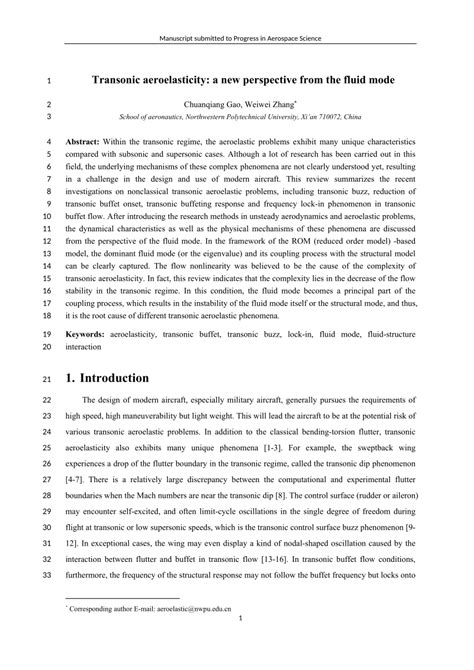 Pdf Transonic Aeroelasticity A New Perspective From The Fluid Mode