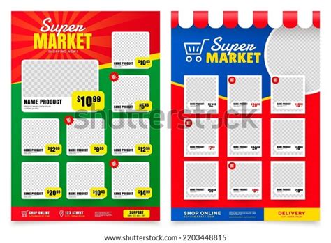 Supermarket Flyer Template Shop Poster Design Vetor Stock Livre De