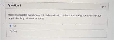 Solved Research Indicates That Physical Activity Behaviors