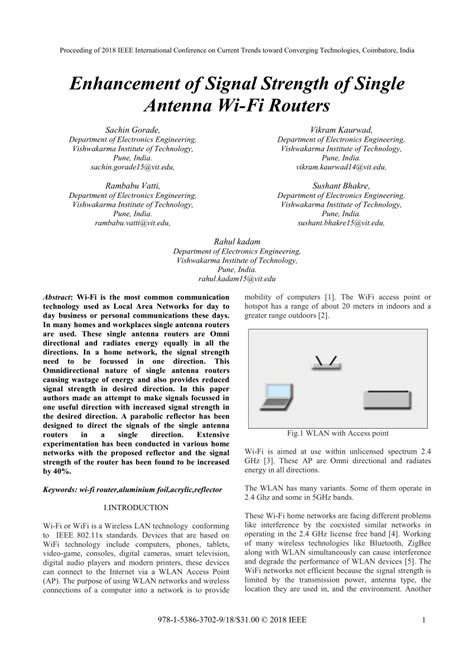 PDF Enhancement Of Signal Strength Of Single Antenna Wi Fi Routers