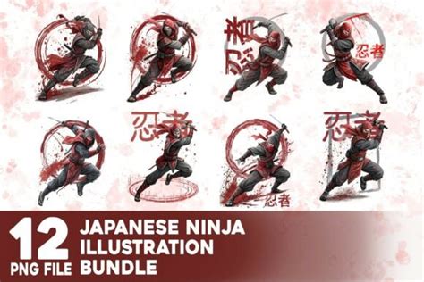 Japanese Ninja Illustration Png Bundle Graphic By Hega Prakosa
