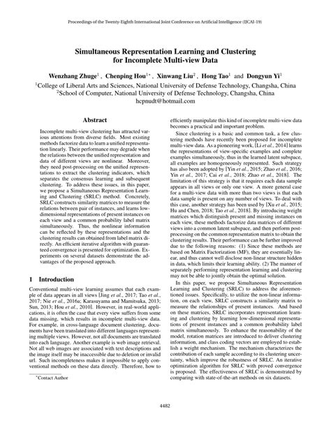 pdf simultaneous representation learning and clustering for