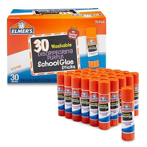 Elmers Disappearing Purple School Glue Sticks Washable 7 Grams 30