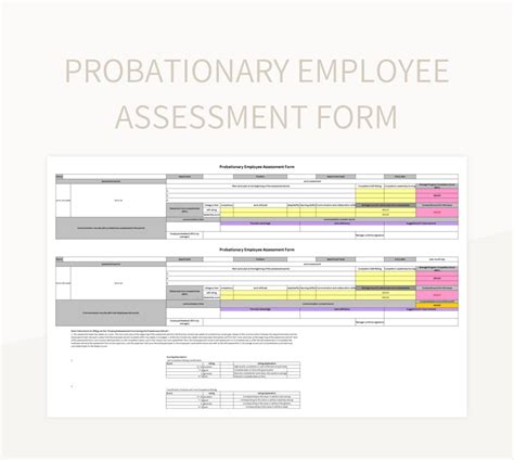 Probation Period Employee Assessment Form Excel Template And Google Sheets File For Free