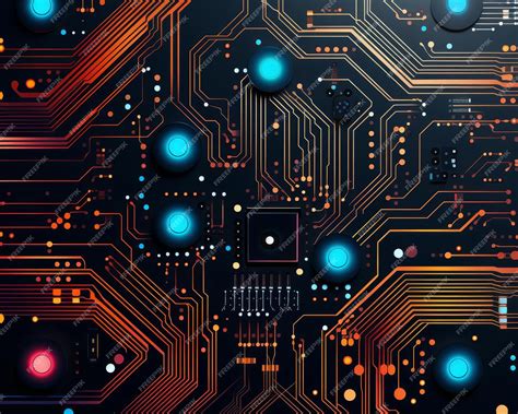 Digital Circuits Flat Design Front View Electronic Patterns Animation Complementary Color Scheme